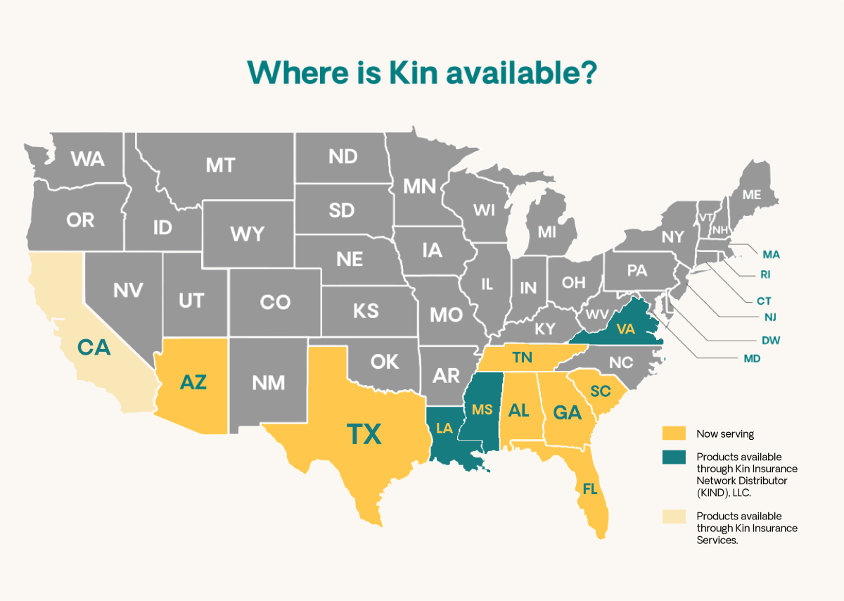 Kin Insurance | States we serve