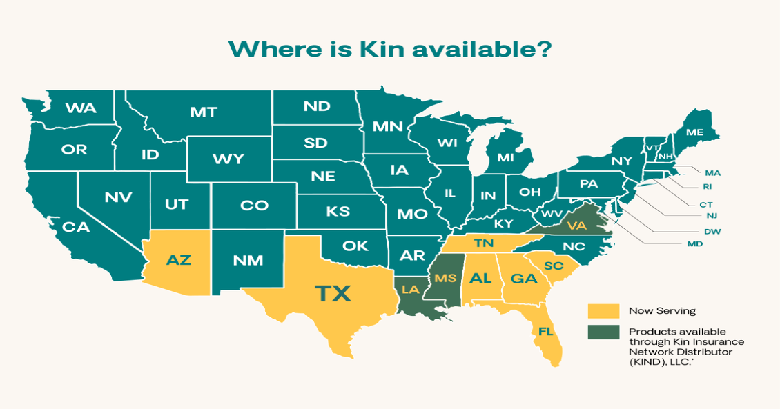 Kin Insurance | States we serve